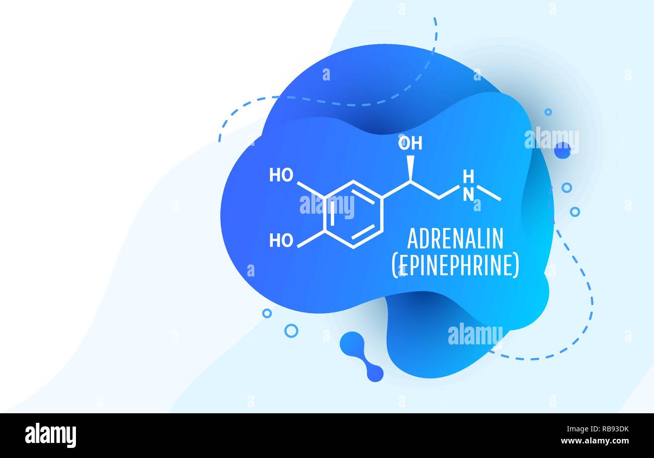 Adrenaline (adrenalin, epinephrine) molecule isolated on wave liquid ...