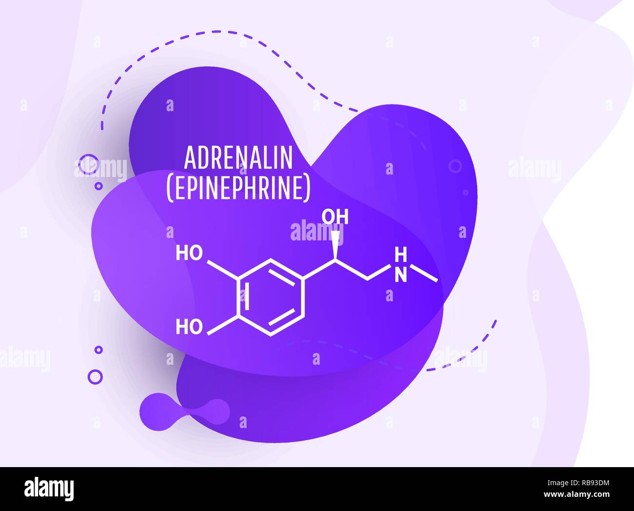 Adrenaline (adrenalin, epinephrine) molecule isolated on wave liquid ...