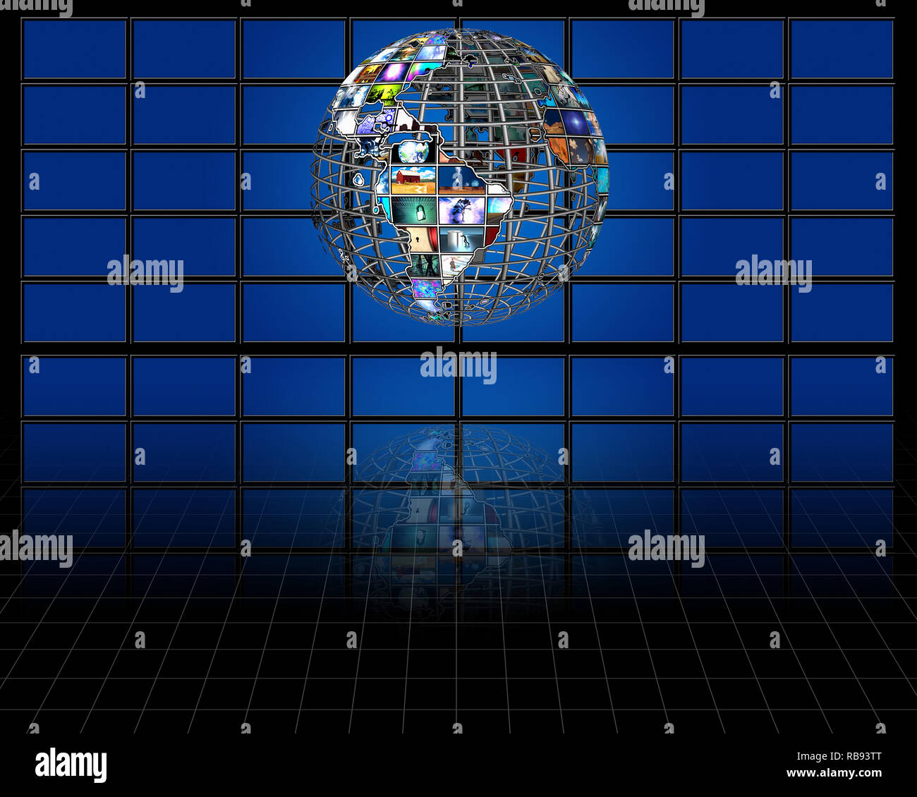 Planet earth sphere of video screens Stock Photo - Alamy