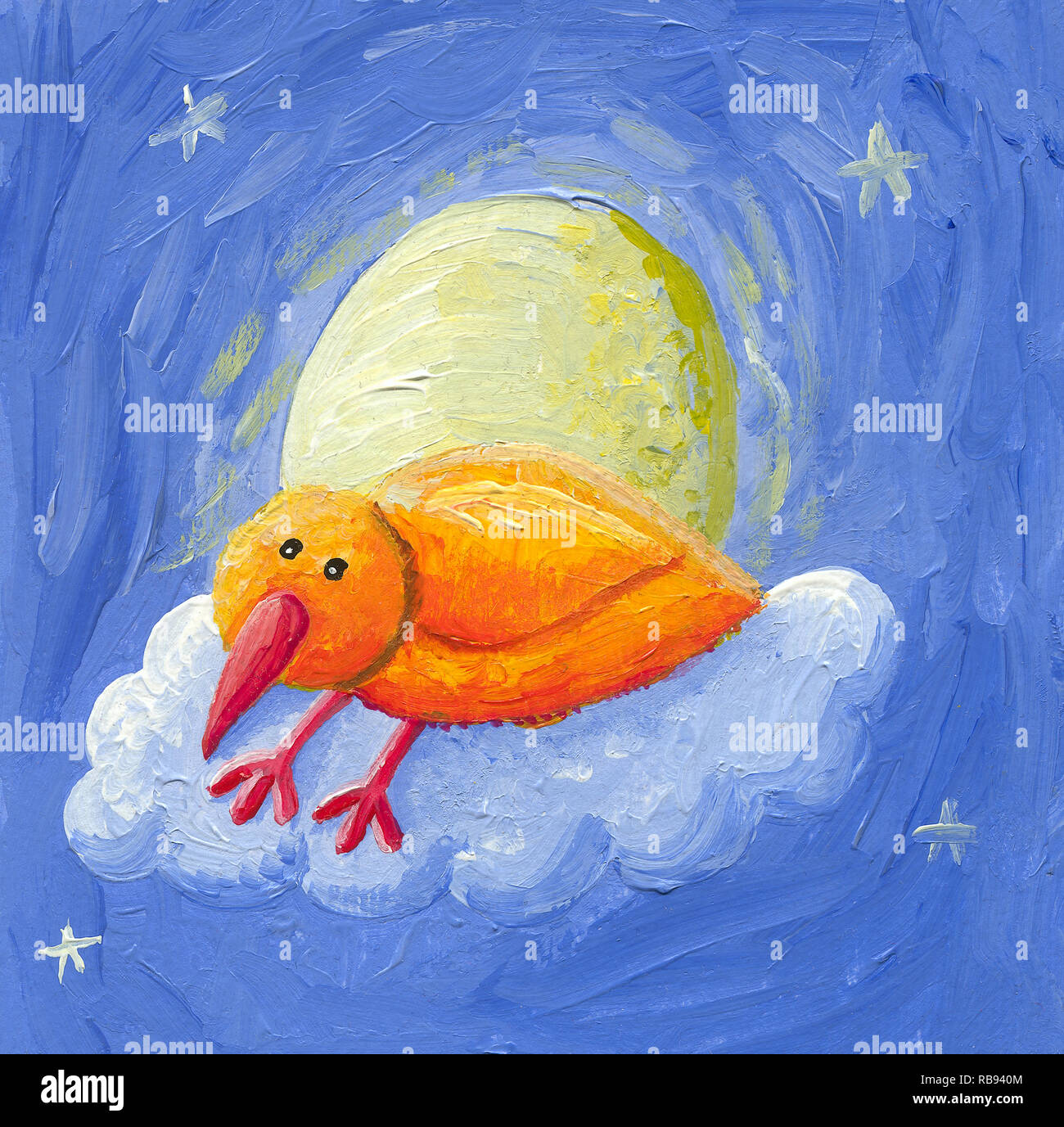 Tired bird sits on the cloud Stock Photo - Alamy