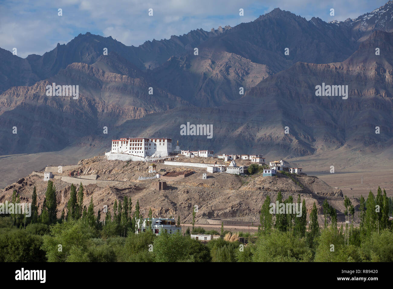 Stakna gompa temple ( buddhist monastery ) with a view of Himalaya ...