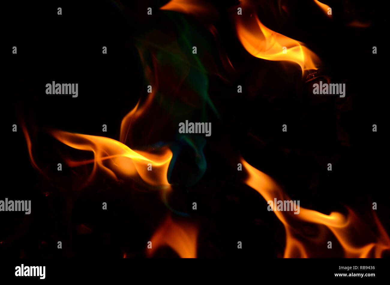 hot flames on black background Stock Photo - Alamy
