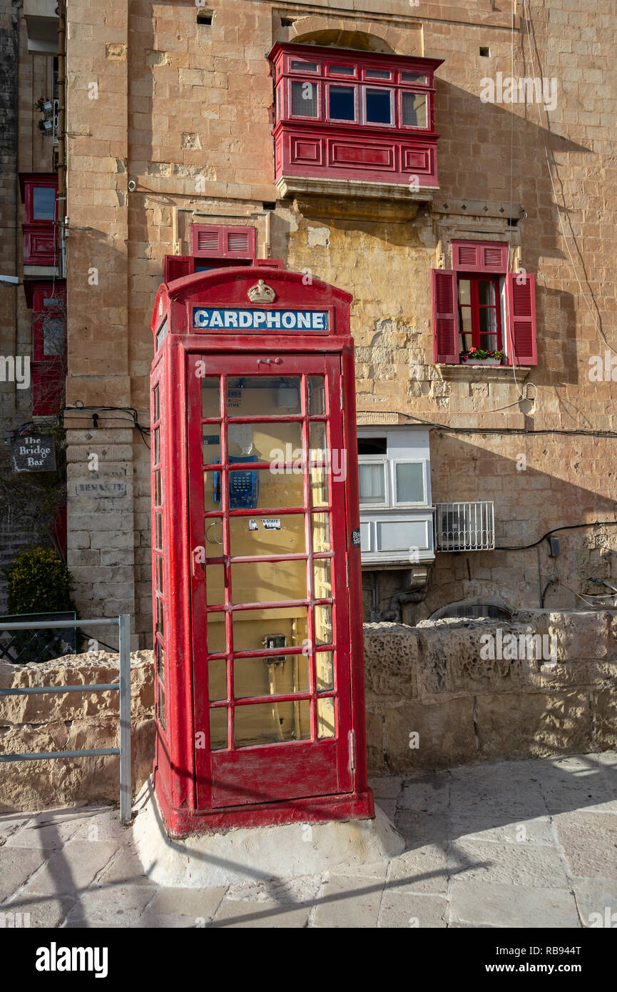 Red telephone box in valletta, Malta Stock Photo - Alamy