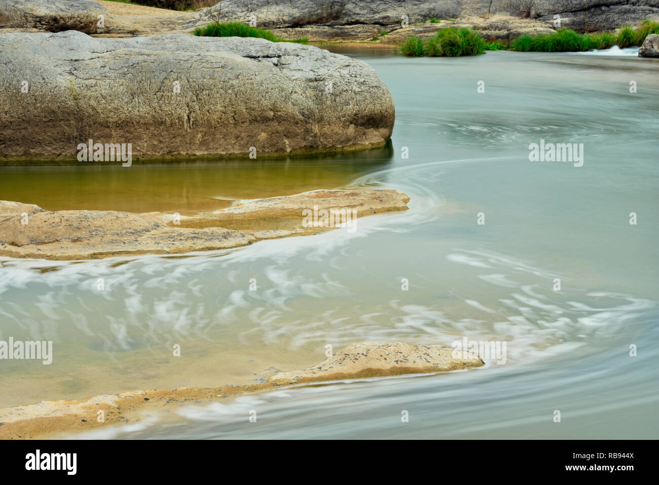 Pedernales River flowing around eroded rock formations, Pedernales ...