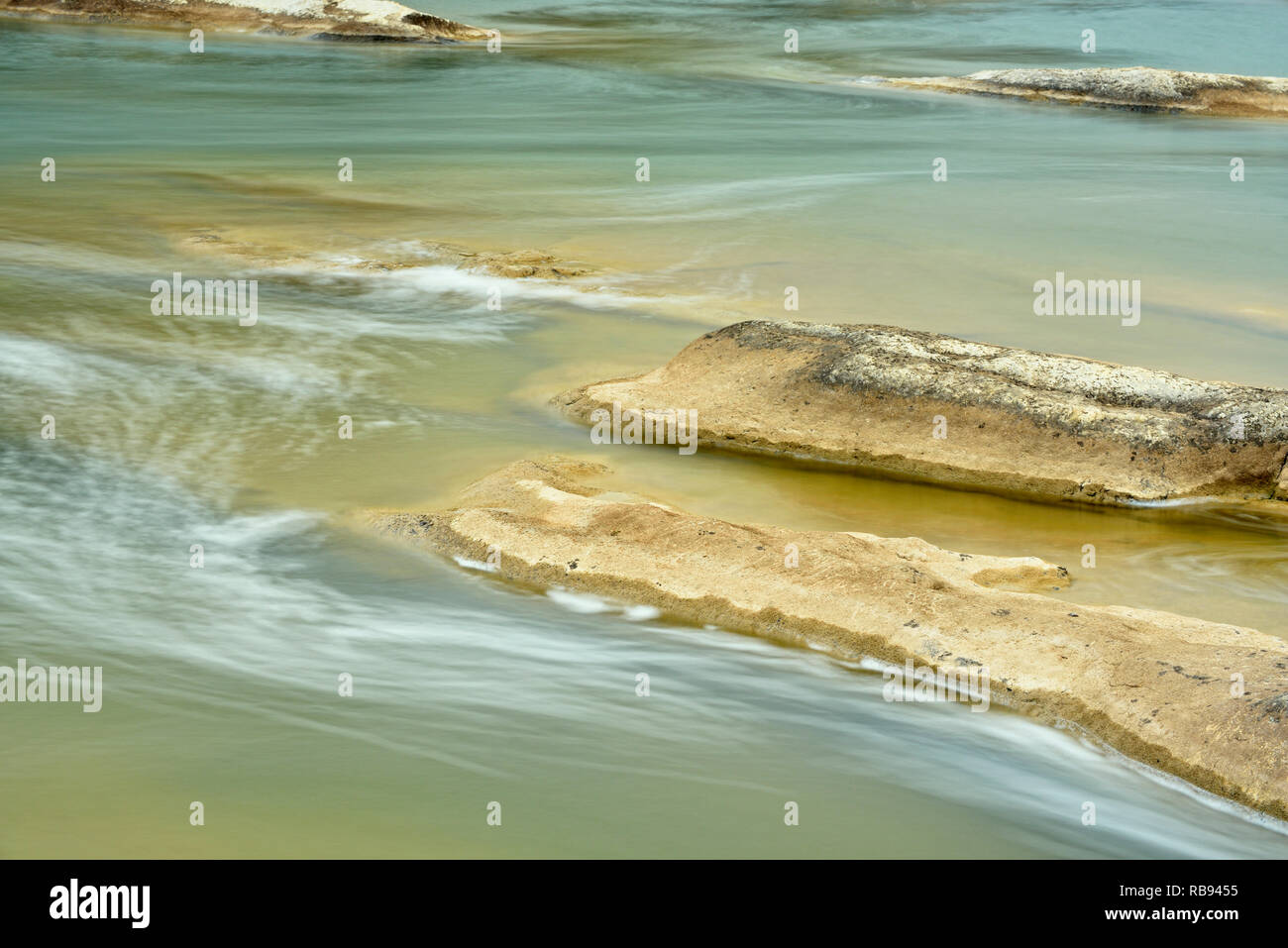 Pedernales River flowing around eroded rock formations, Pedernales ...