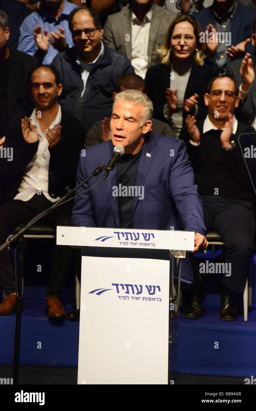 Yair Lapid leader of 'Yesh Atid' Party, 2019 elections campaign launch ...