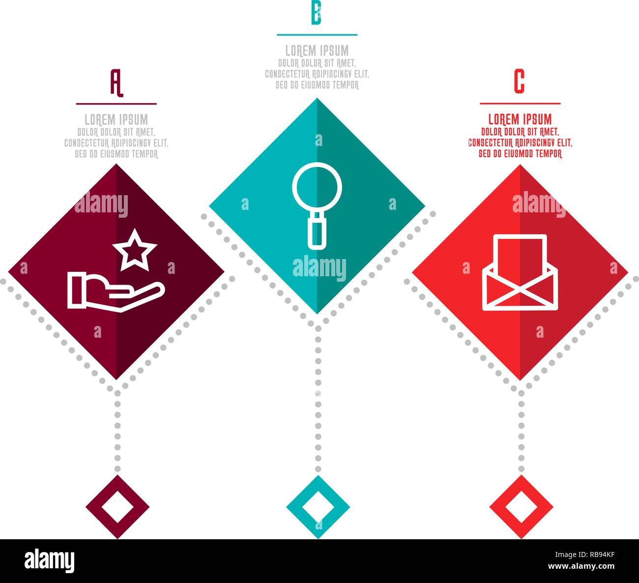 Modern 3D vector illustration. Infographic template with three elements ...
