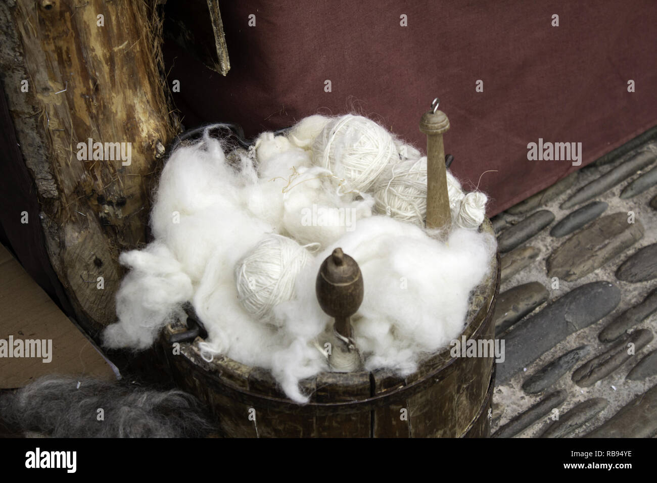 Tools for making wool, traditional objects for virgin wool Stock Photo ...