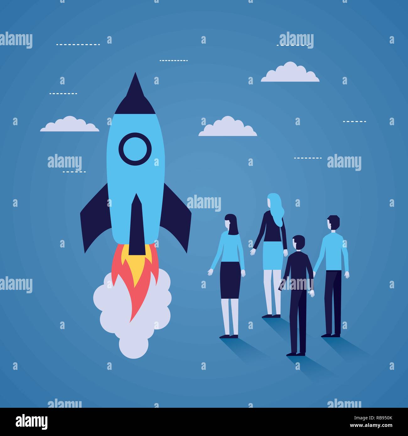 businesspeople rocket launching startup Stock Vector Image & Art - Alamy