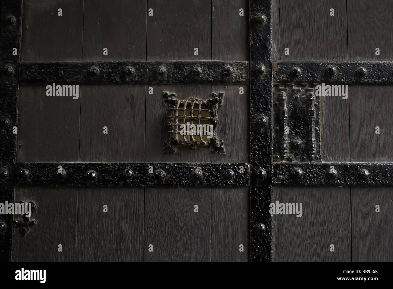 Ancient decorated metallic lock, detail of security and decoration ...