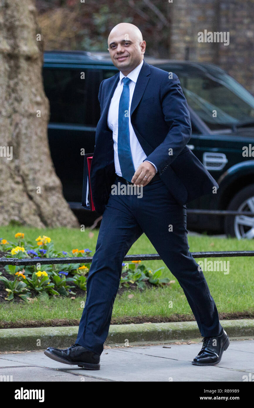 London, UK. 8th January, 2019. Sajid Javid MP, Secretary of State for ...