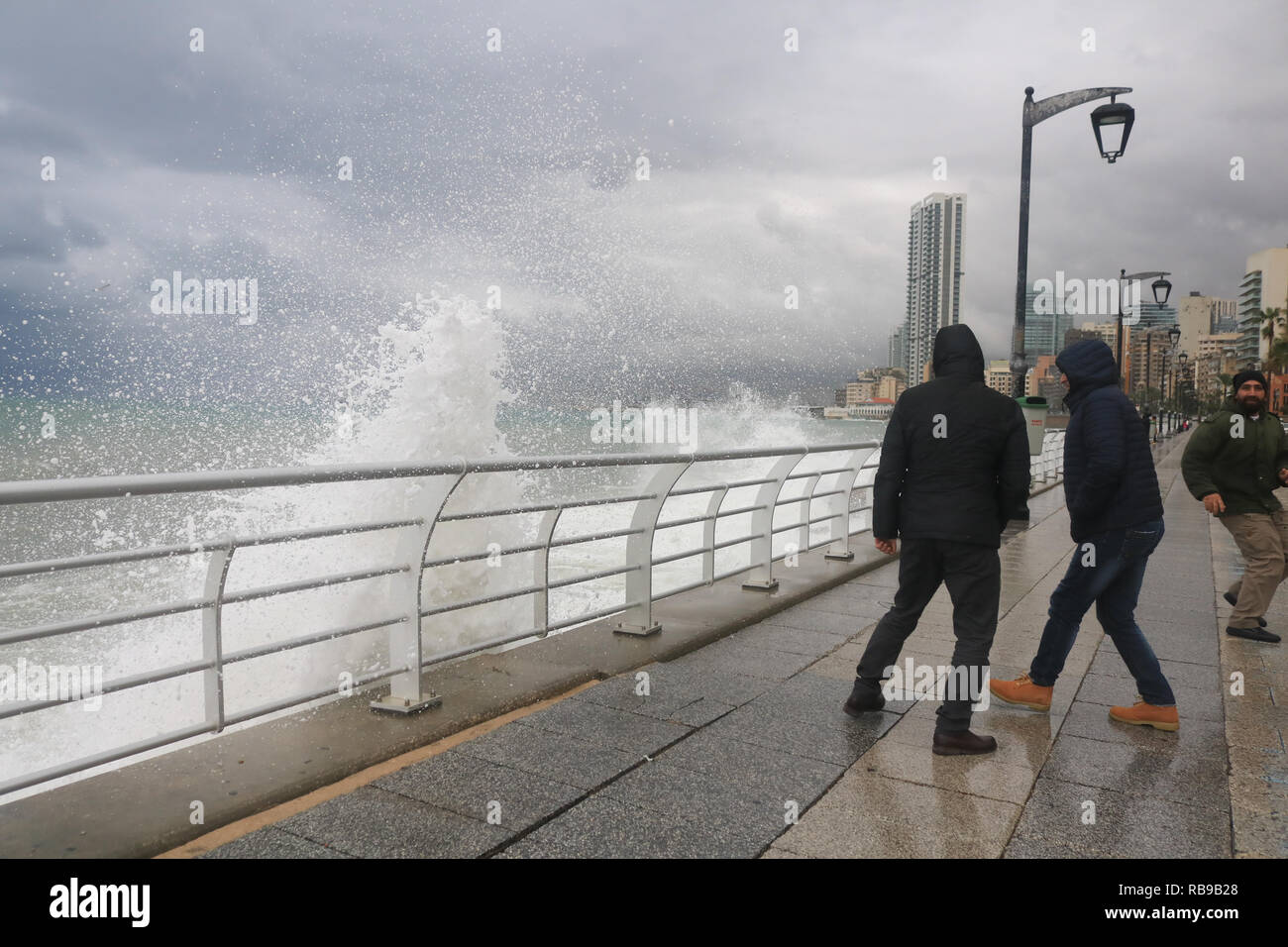 Beirut, Lebanon. 8th Jan, 2019. The Mediterranean coastline in Beirut ...