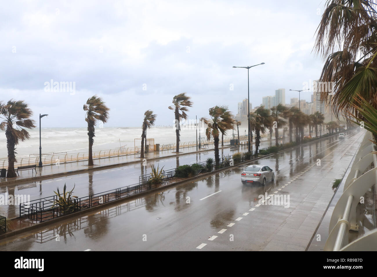 Beirut, Lebanon. 8th Jan, 2019. The Mediterranean coastline in Beirut ...