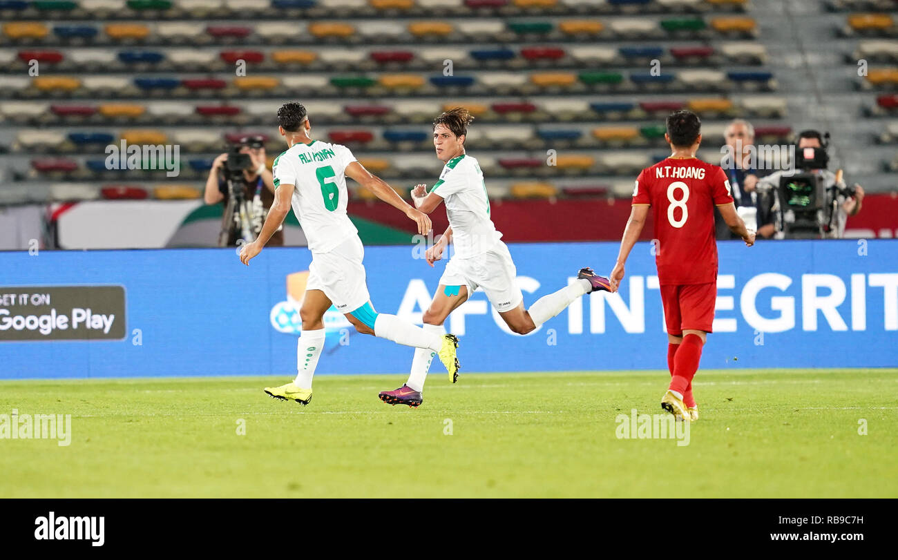 January 8, 2019 : Mohanad Ali of Iraqcelebrating scoring to 1-1 during ...
