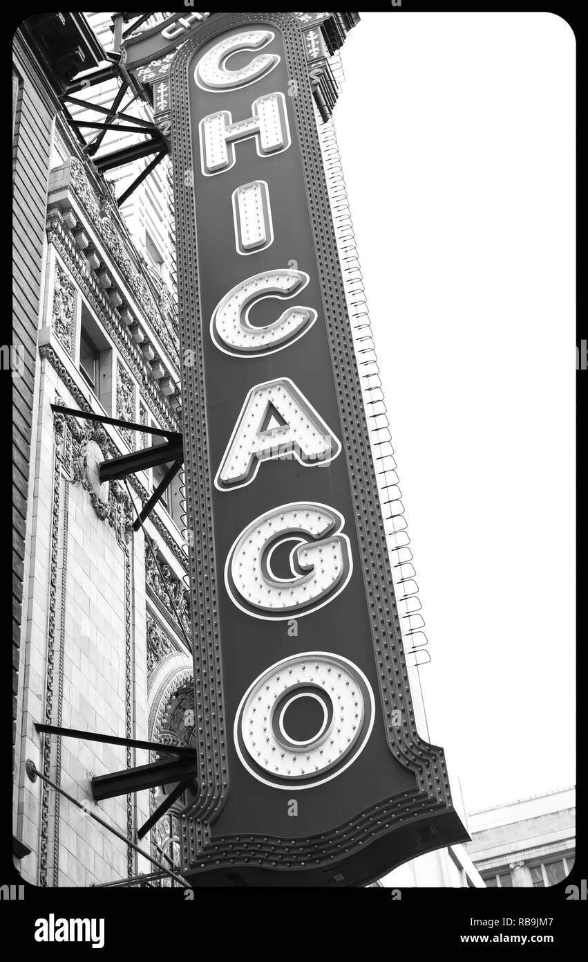 Old fashioned theater sign in downtown. Chicago, Illinois, USA Stock ...