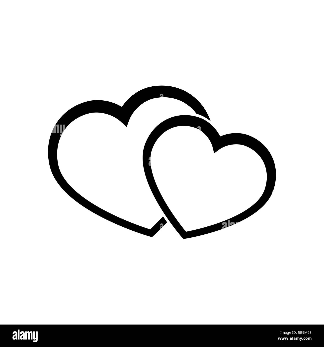 Two hearts line icon on white background Stock Vector Image & Art - Alamy