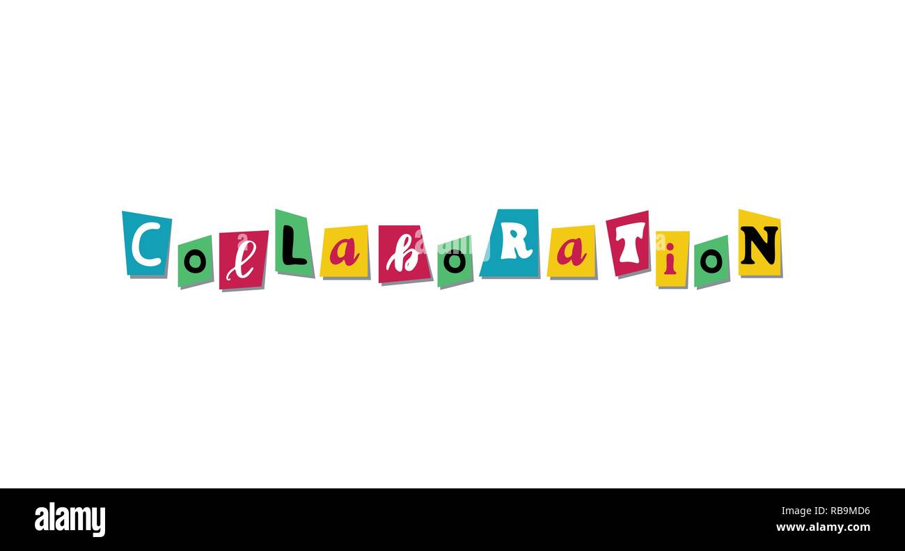 Collaboration word colorful cut newspaper symbols design Stock Vector ...