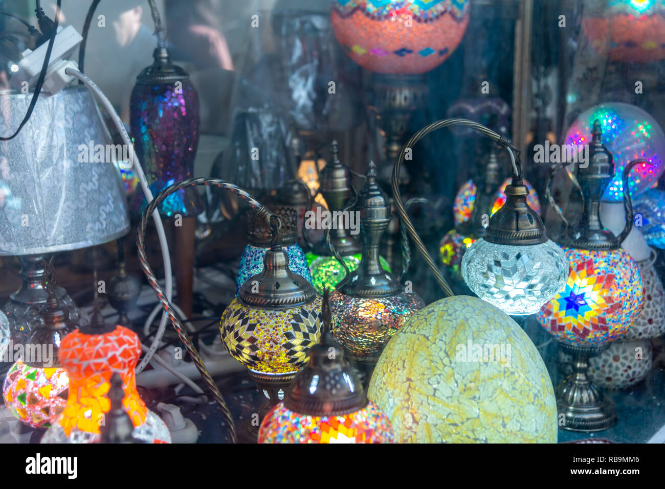 Colorful glass lamps Stock Photo - Alamy