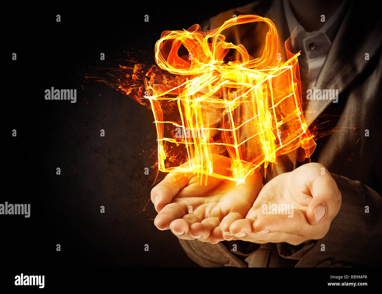 Man in suit presenting celebration concept Stock Photo - Alamy