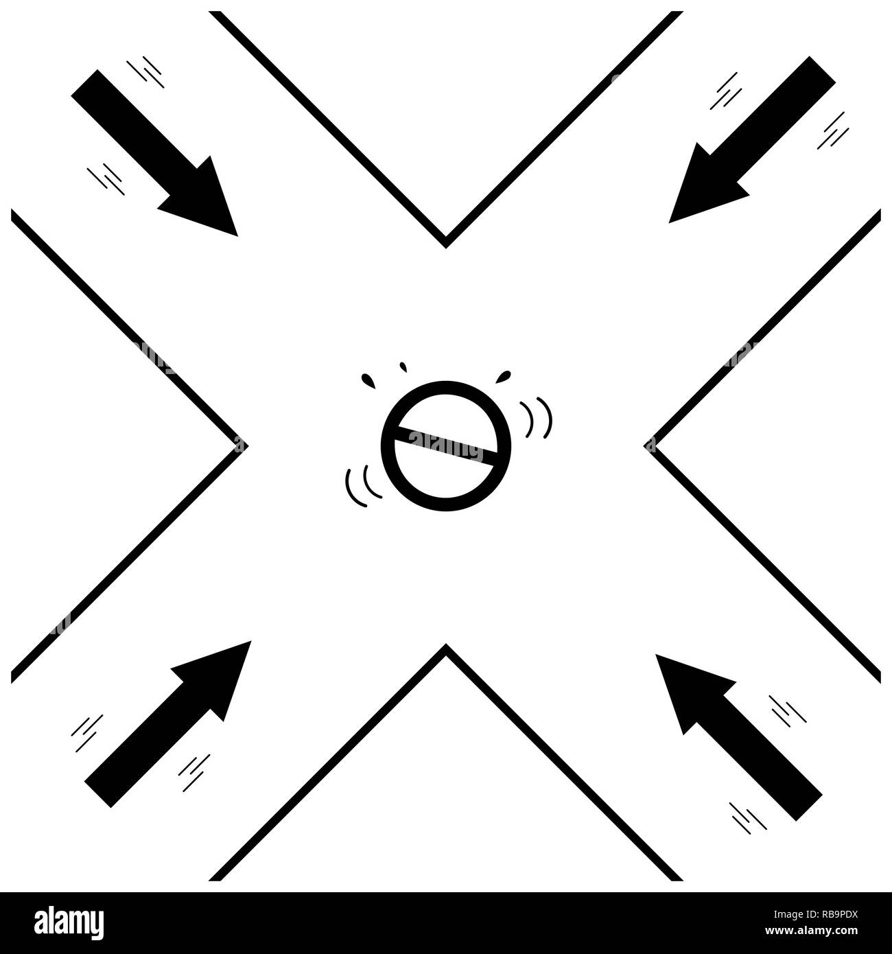 Silhouette arrow, direction for the four way, vector illustration Stock ...