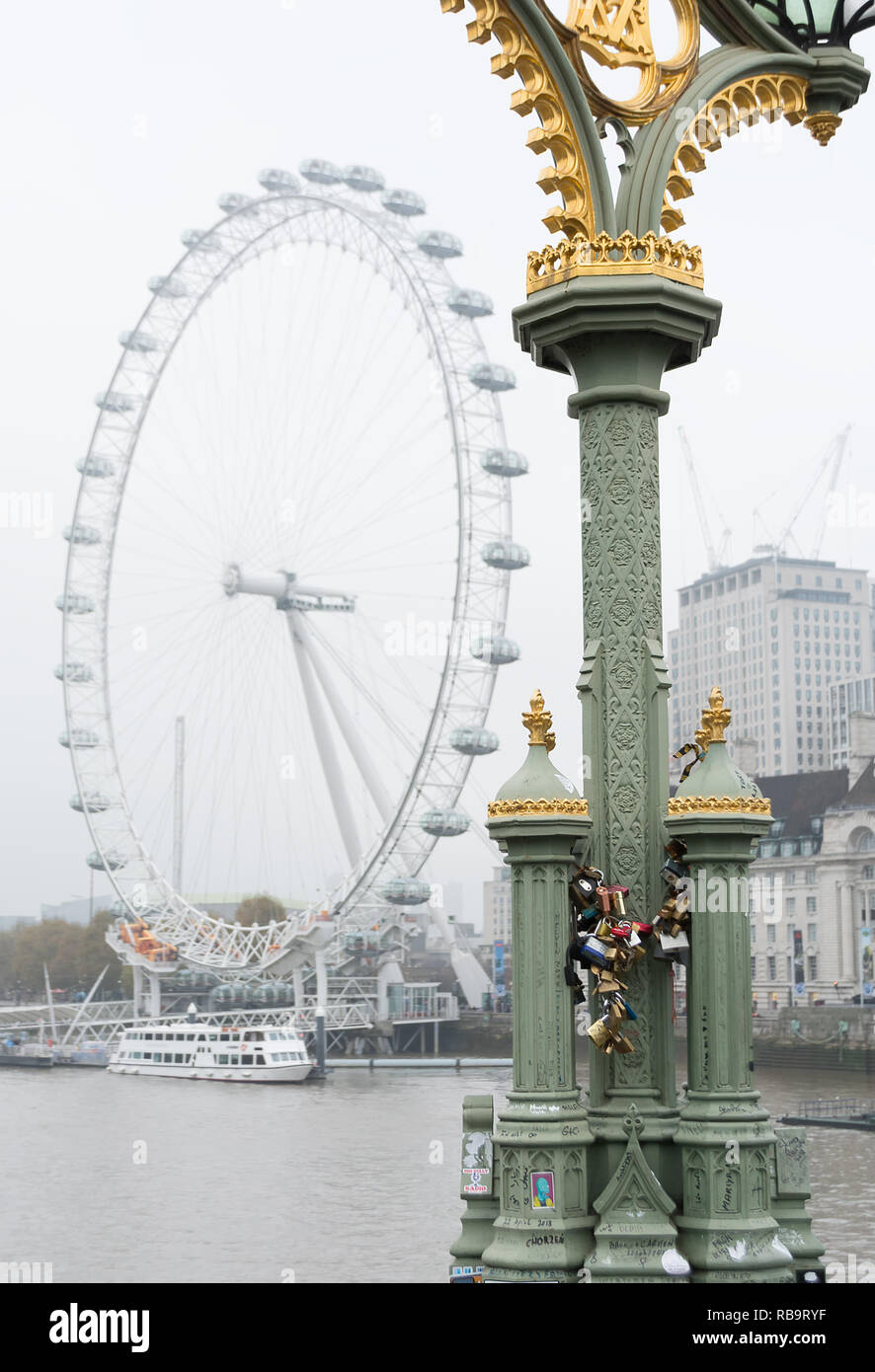 London Eye is observation wheel on the South Bank of the River Thames ...