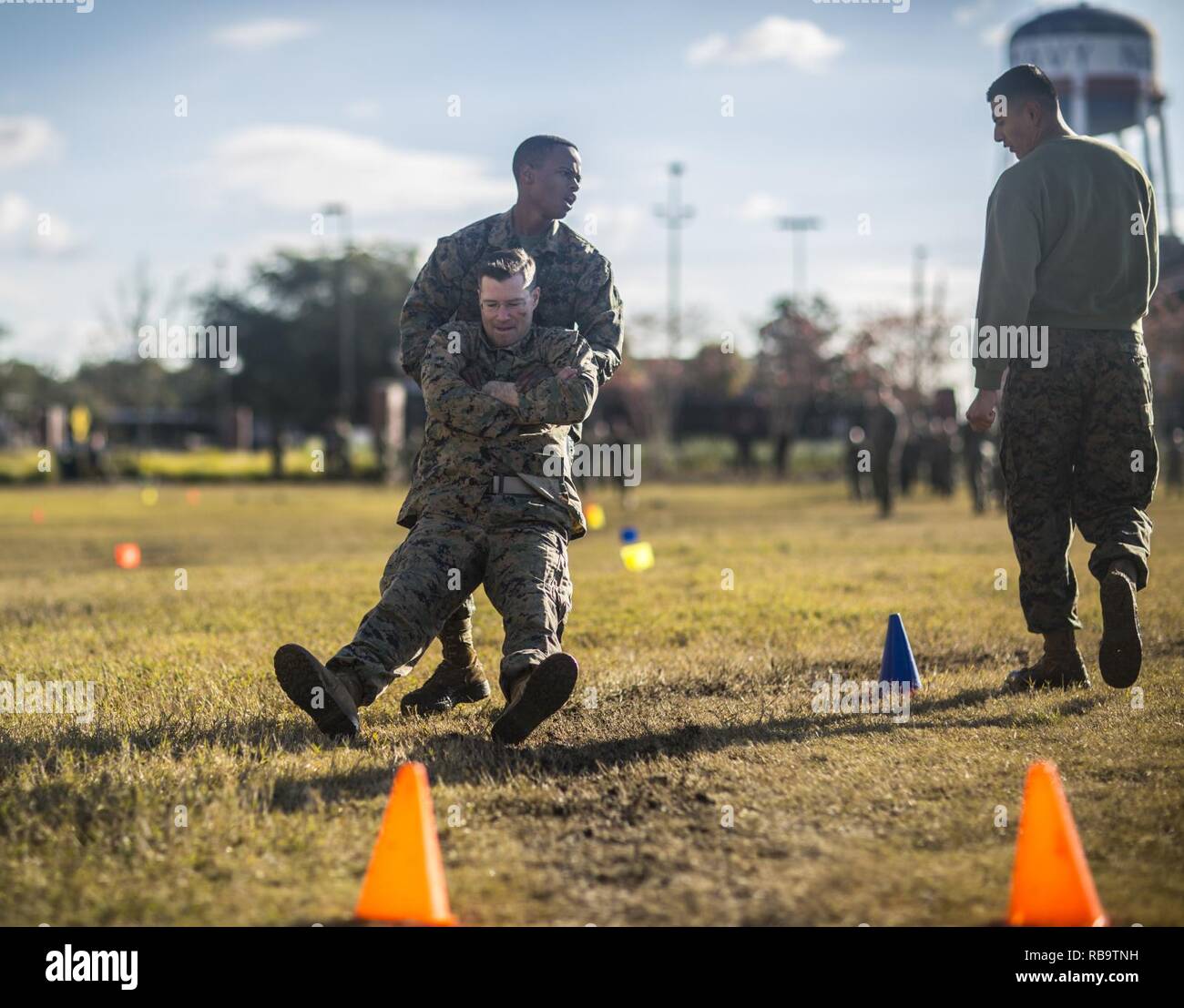 A Marine with Marine Forces Reserve, conducts a buddy drag during the ...