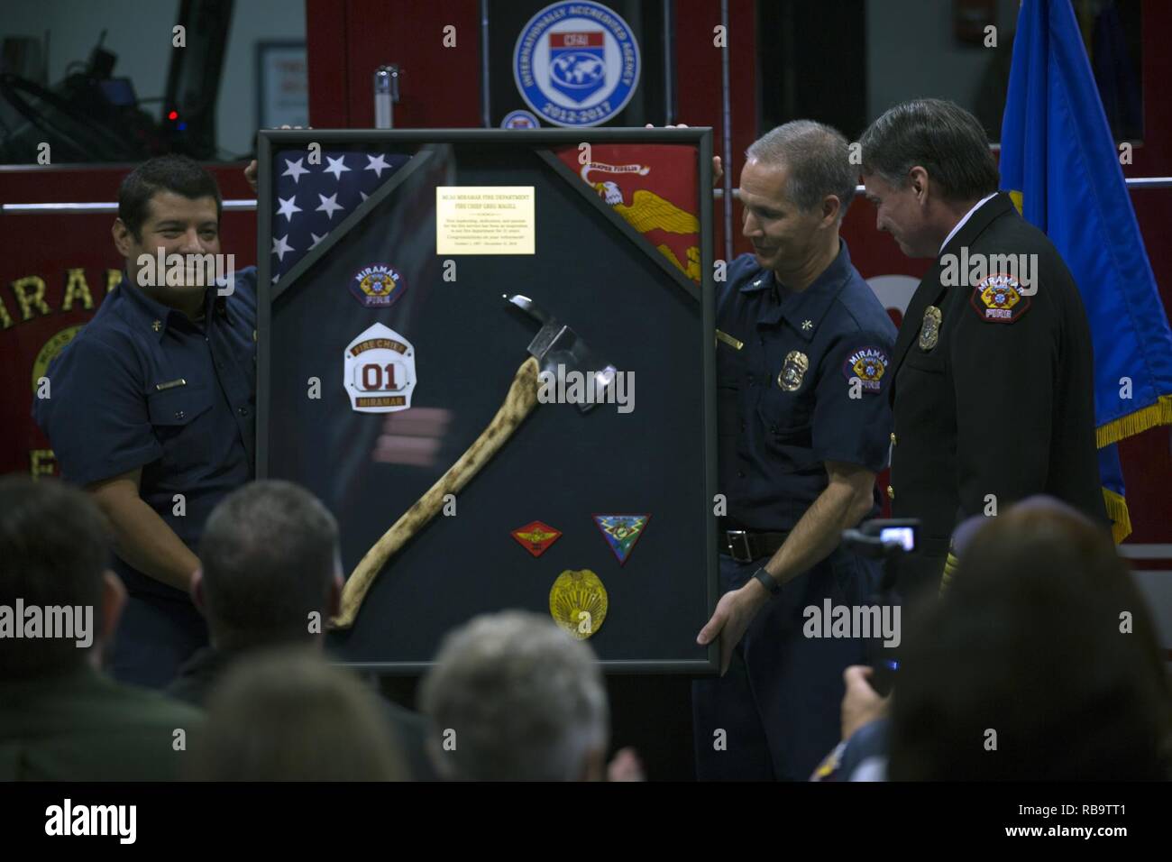 Marine Corps Air Station Miramar Fire Department staff present Chief ...