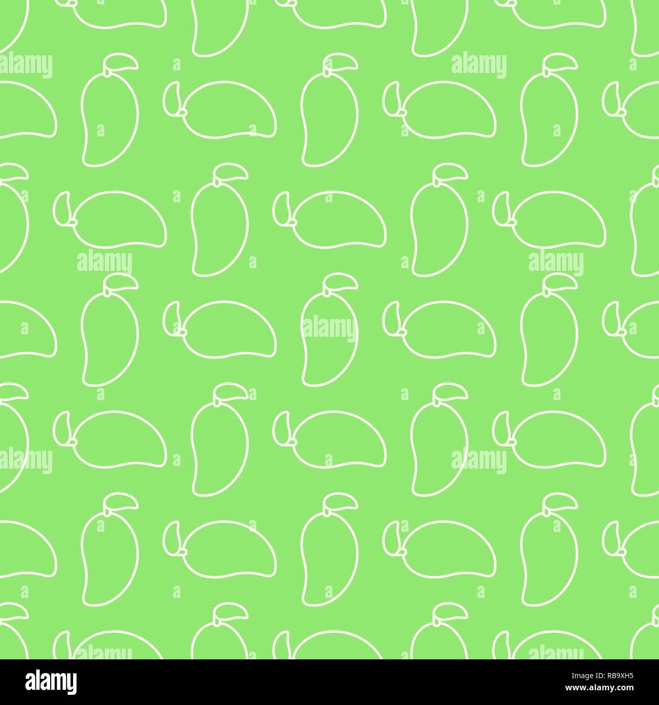 Seamless geometric pattern, outline of mango on light green background ...