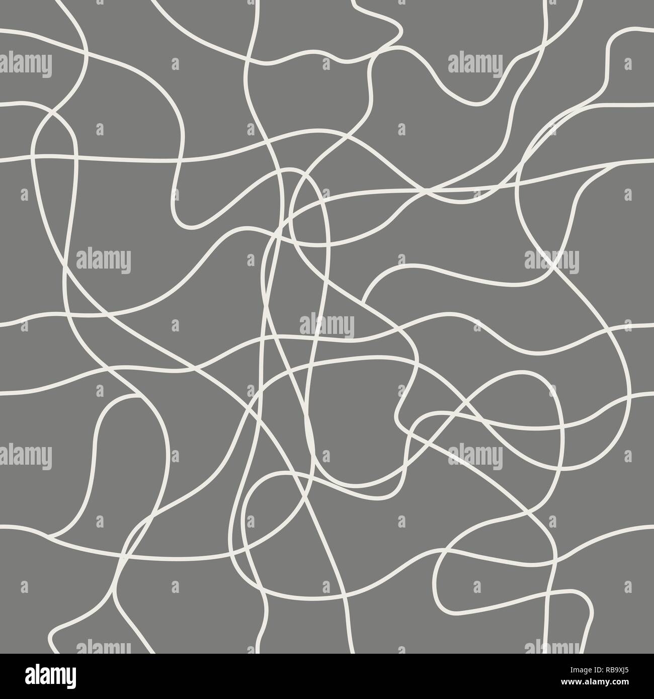 Seamless geometric pattern, tangled lines waves threads on gray ... Seamless geometric pattern, tangled lines waves threads on gray ...