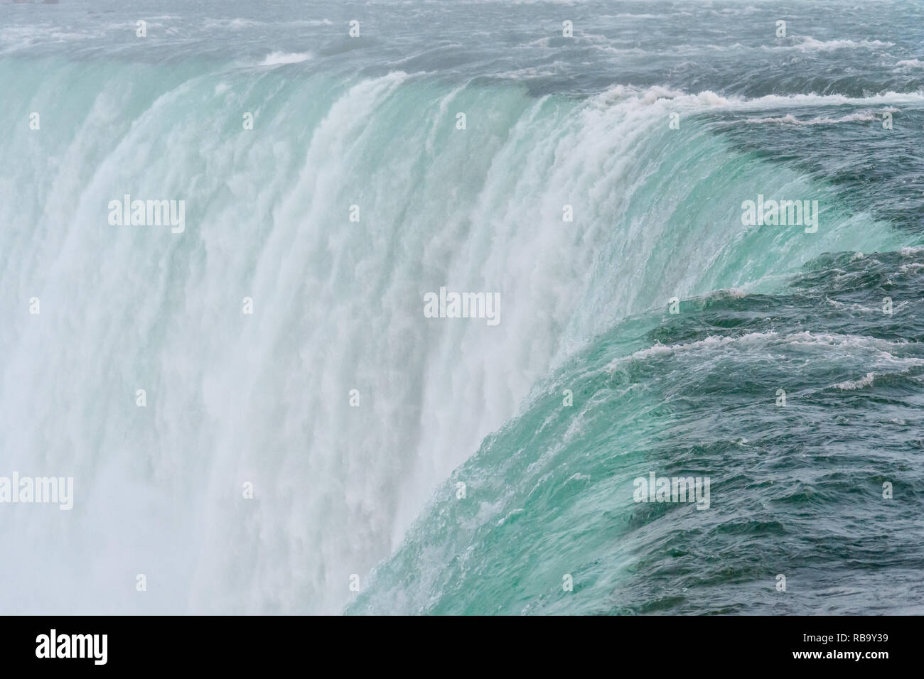 An incredible close up view of the top of the famous Niagara waterfall ...
