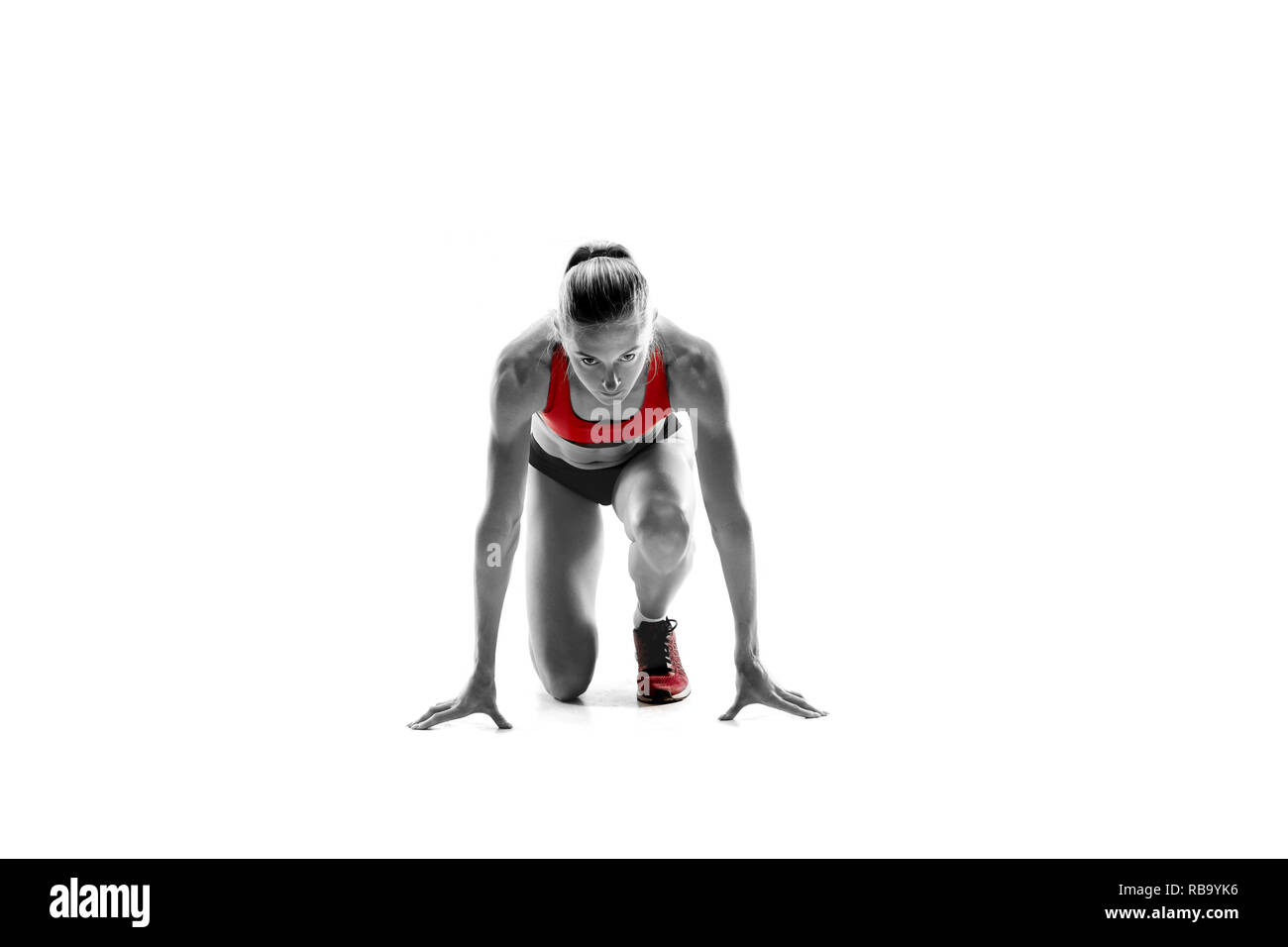 Female sprinter starting block hi-res stock photography and images - Alamy