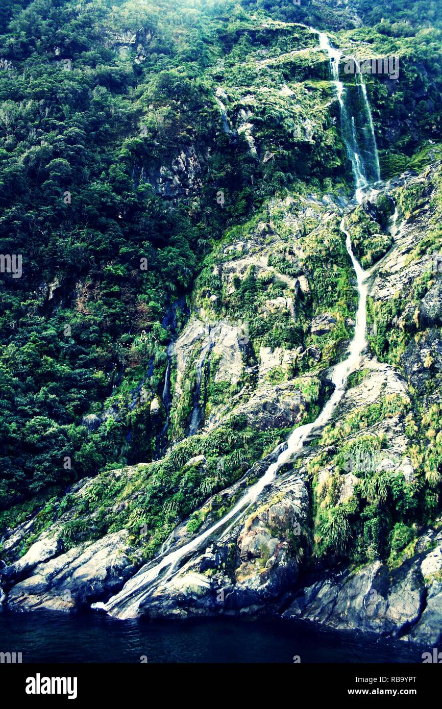 Milford sound waterfall hi-res stock photography and images - Alamy