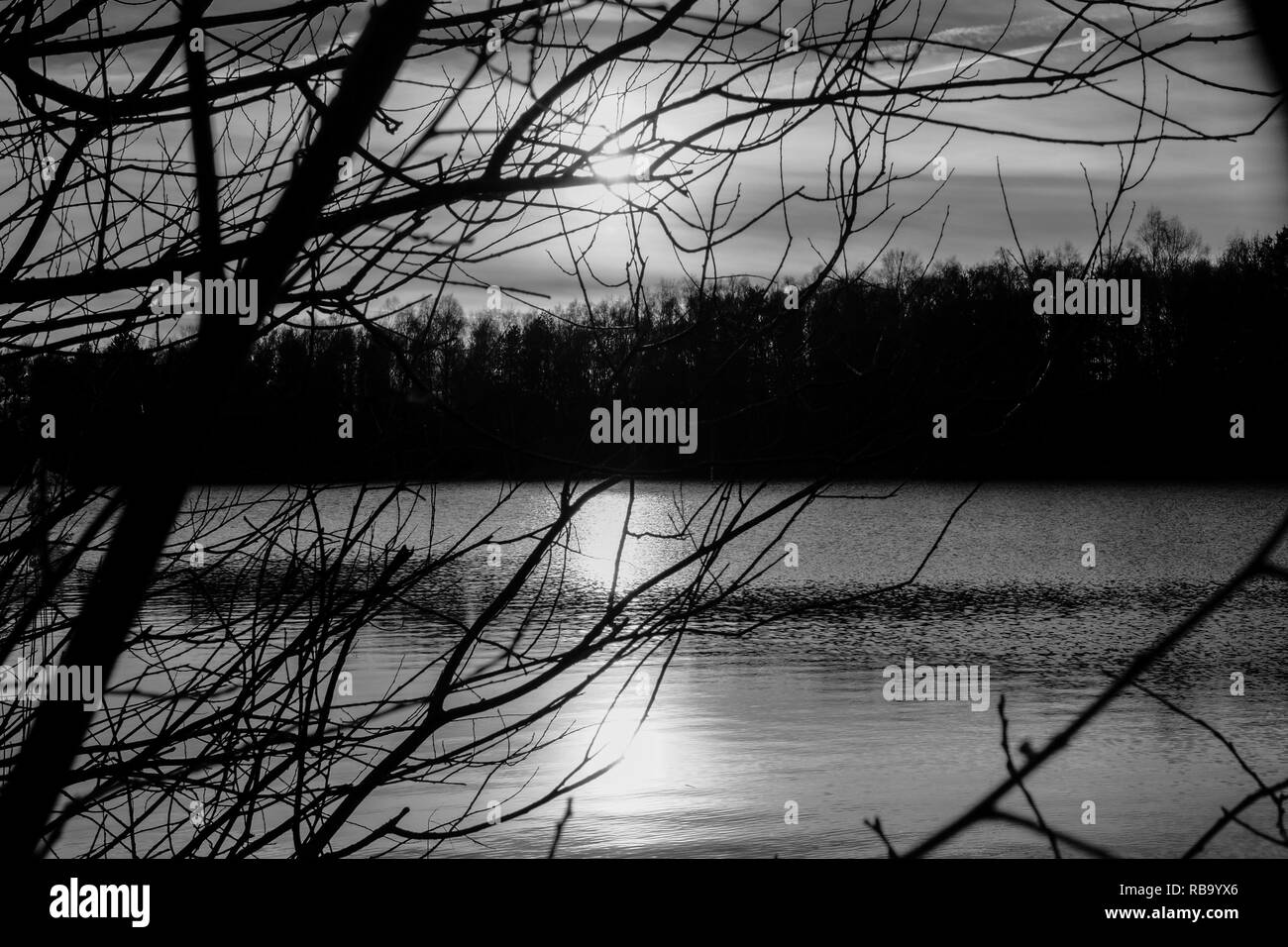 Beautiful sunset sky background Black and White Stock Photos & Images ...