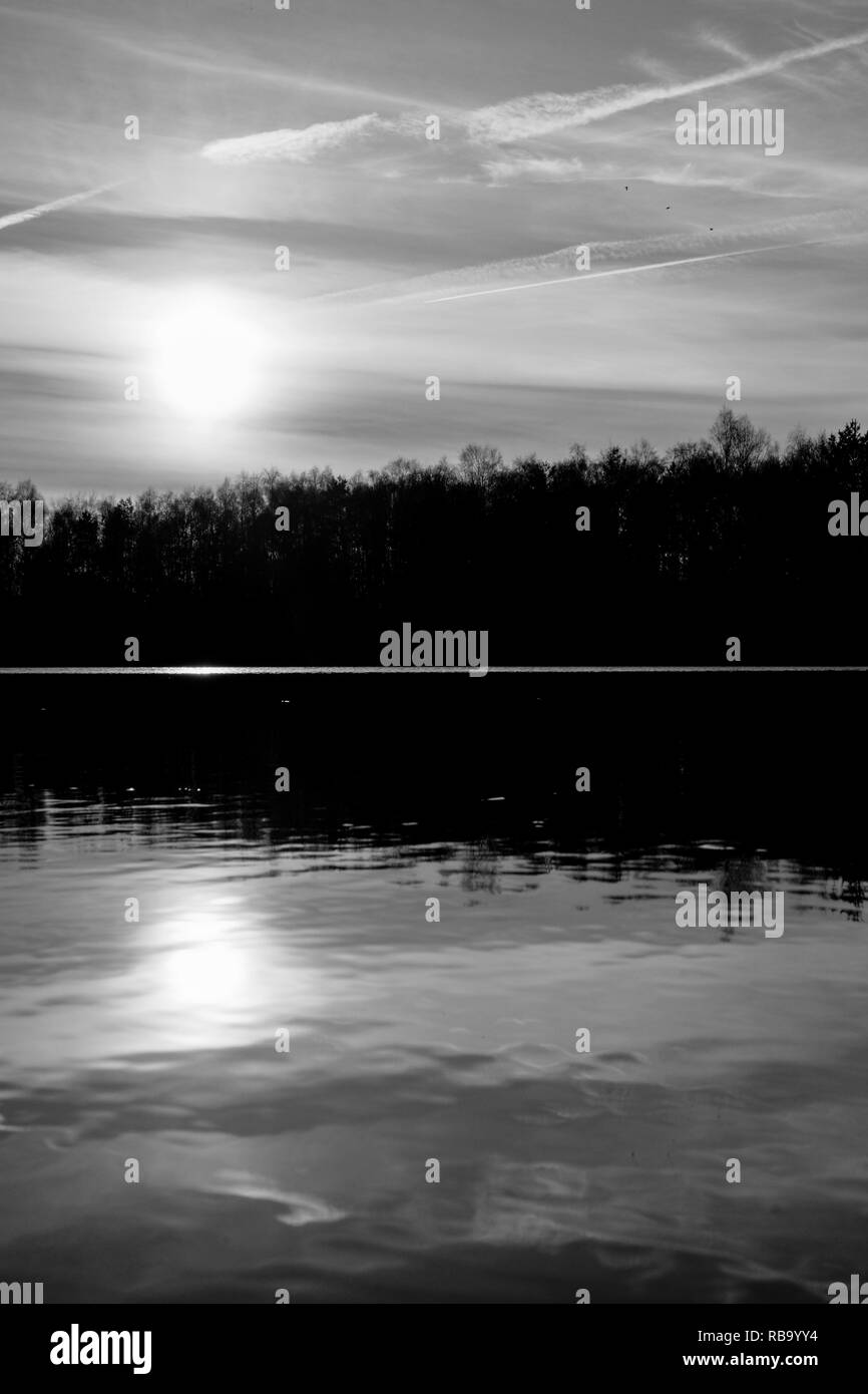 Beautiful sunset sky background Black and White Stock Photos & Images ...