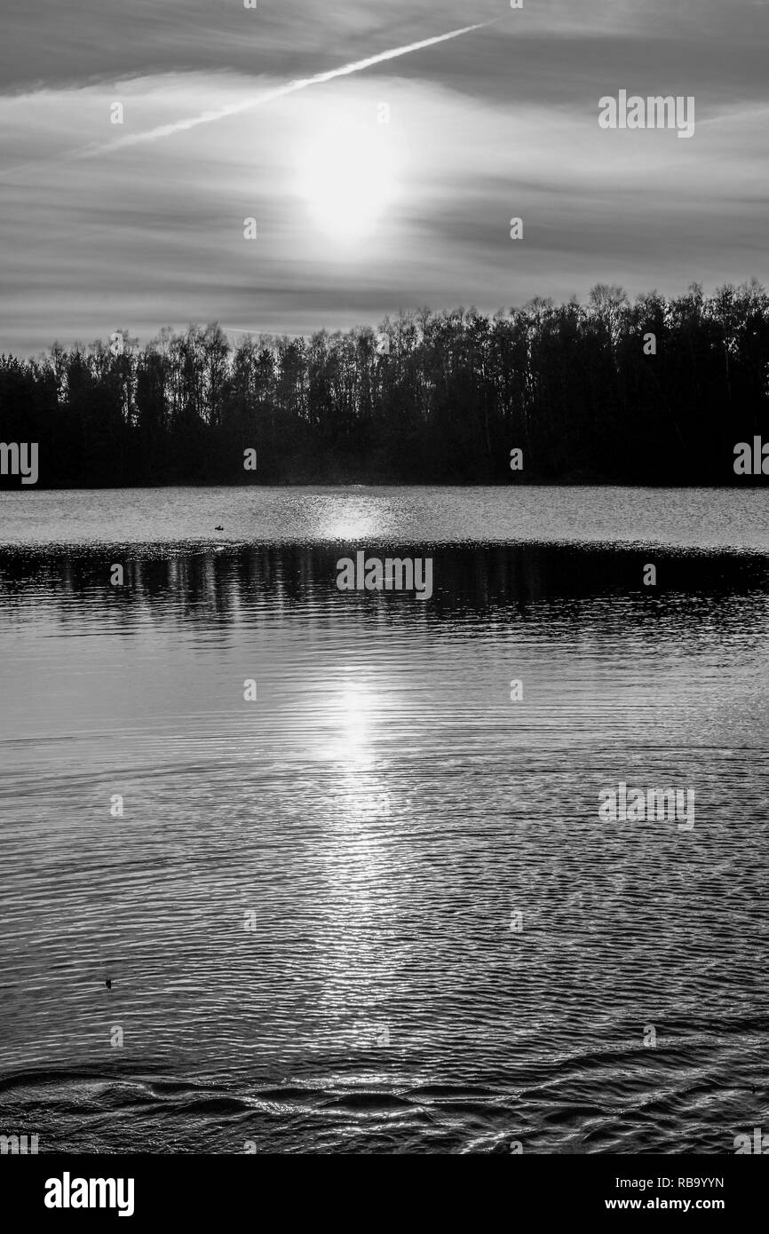 Beautiful sunset sky background Black and White Stock Photos & Images ...