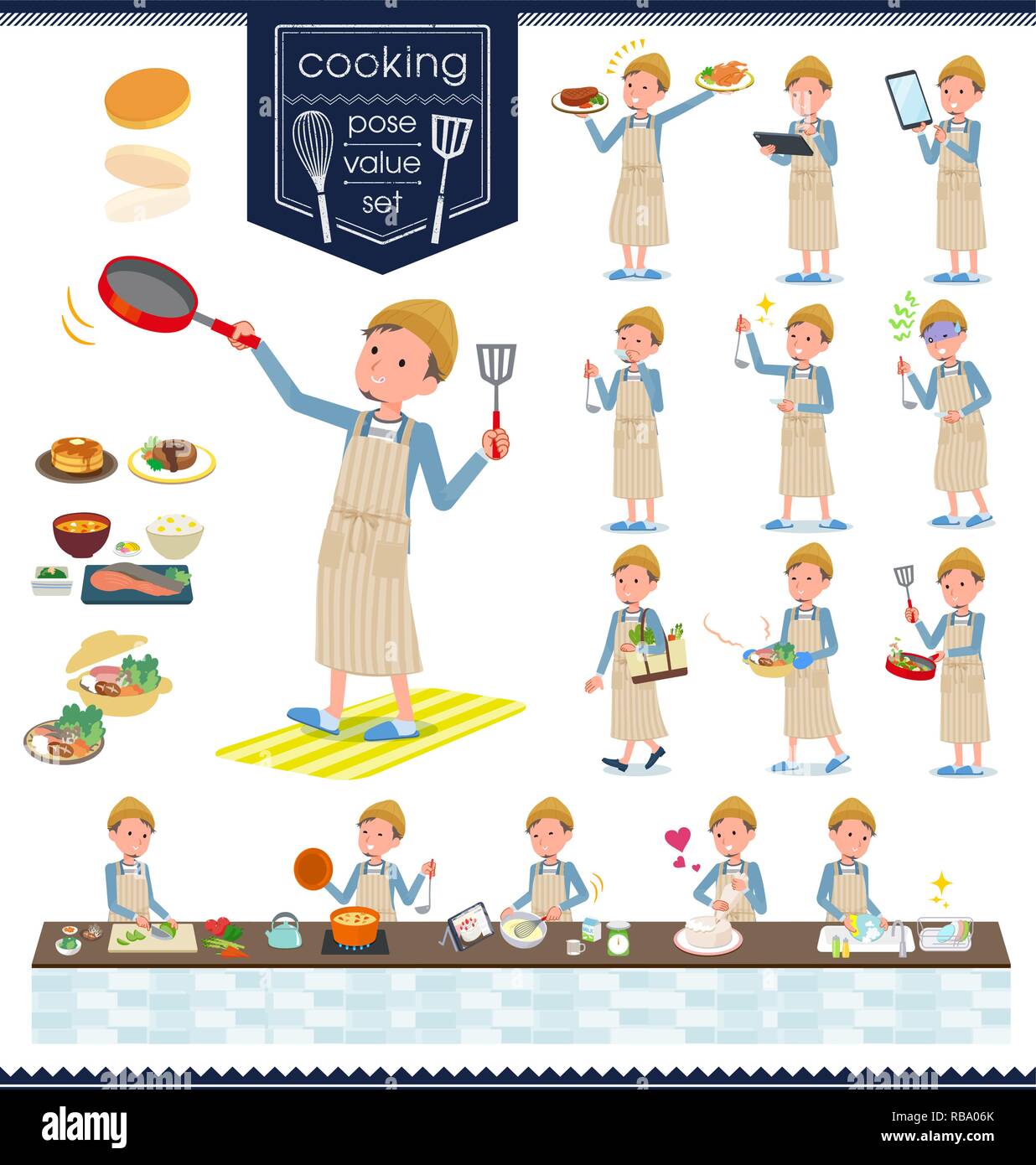 A set of young man about cooking.There are actions that are cooking in ...