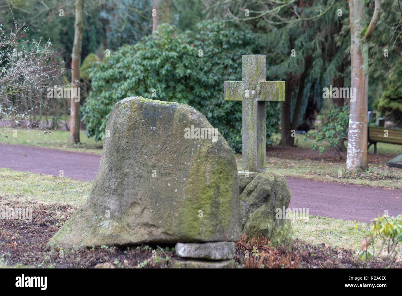 View of an old grave cross on a cemetery Stock Photo - Alamy