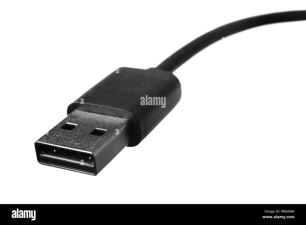 The connector of the USB cable is close-up. On a white background Stock ...