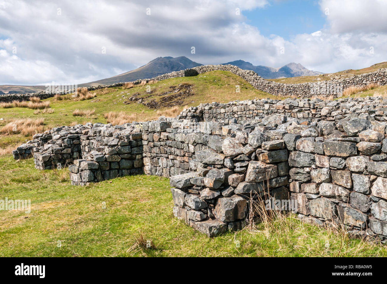 Scenic view of the Hardknott Roman Fort in the English Lake District ...
