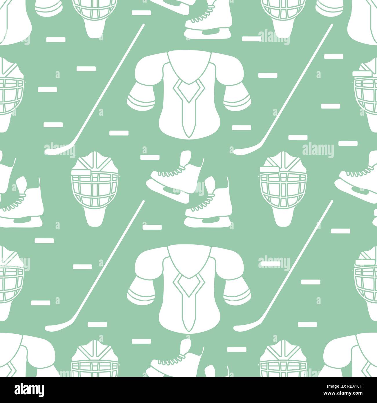 Seamless pattern with skates, goalkeeper mask, hockey stick, ice hockey ...