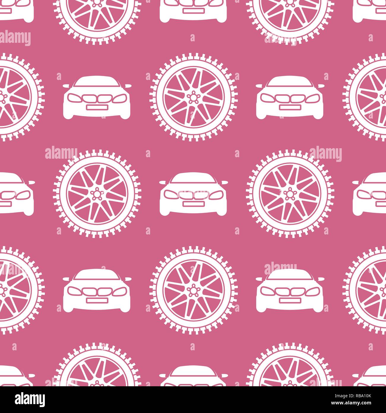 Seamless pattern with cars and wheels. Automotive background. Transport ...