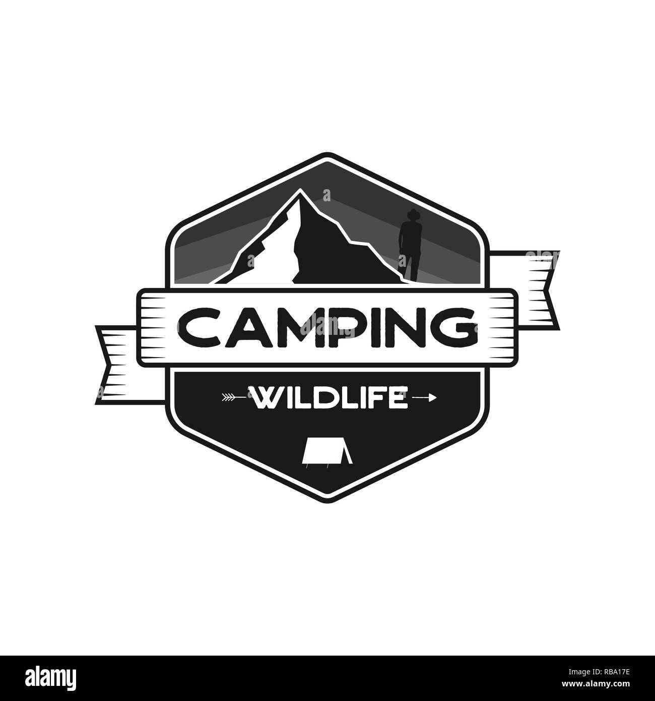 Hiker camping on mountain Stock Vector Images - Alamy