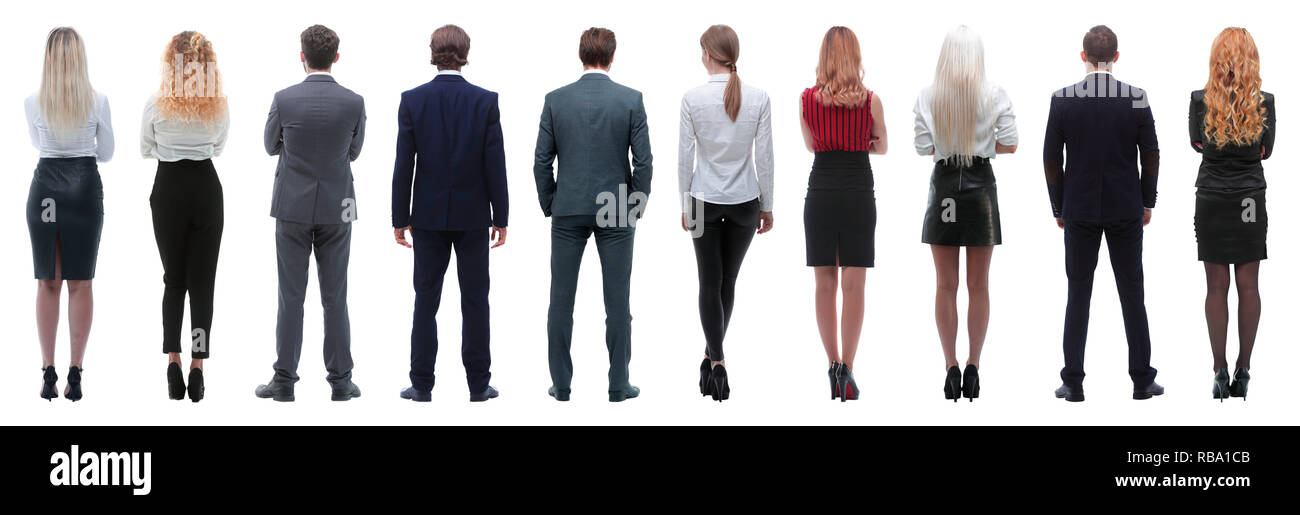 rear view. business team looking forward. isolated on white Stock Photo ...