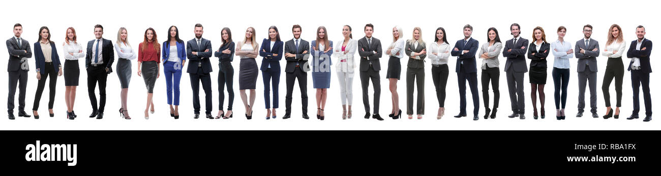 panoramic photo of a big business team standing together Stock Photo ...