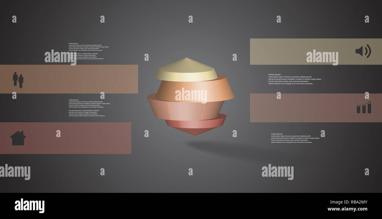 3D illustration infographic template. The round octagon is divided to ...
