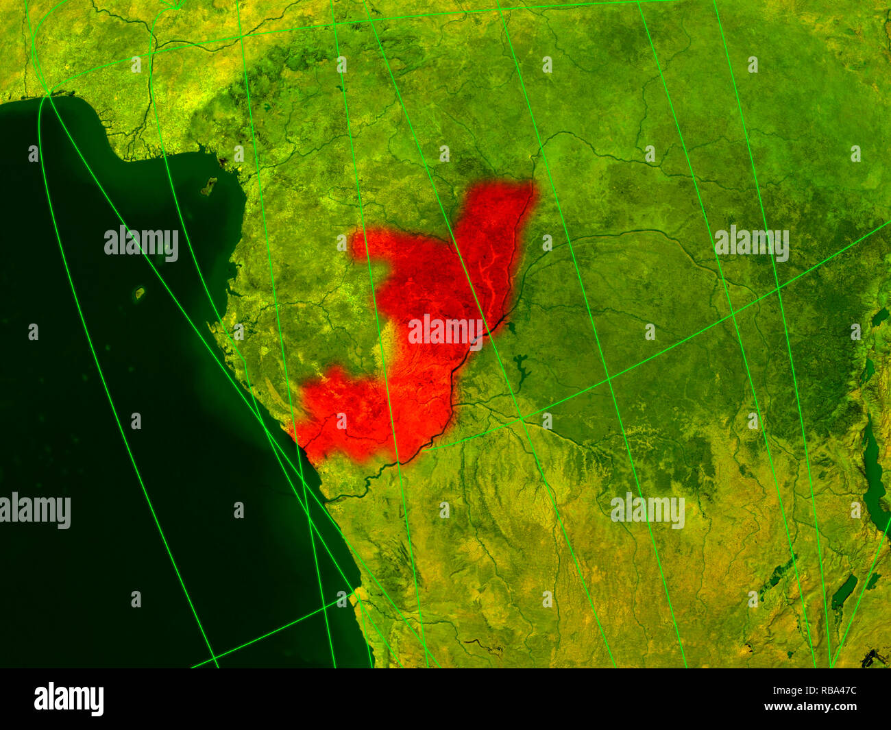 Congo on digital map with networks. Concept of international travel ...