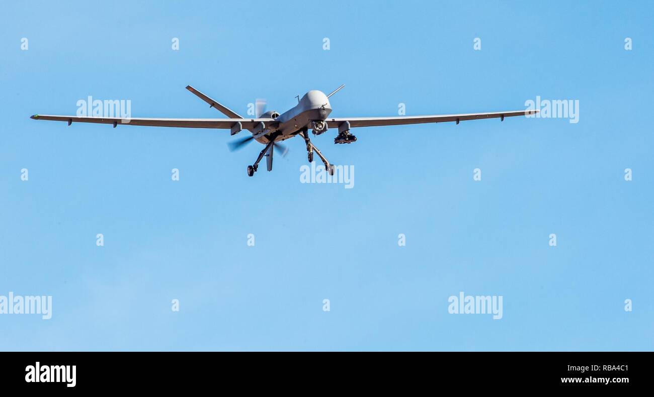 An MQ-9 Reaper remotely piloted aircraft prepares to land at Holloman ...