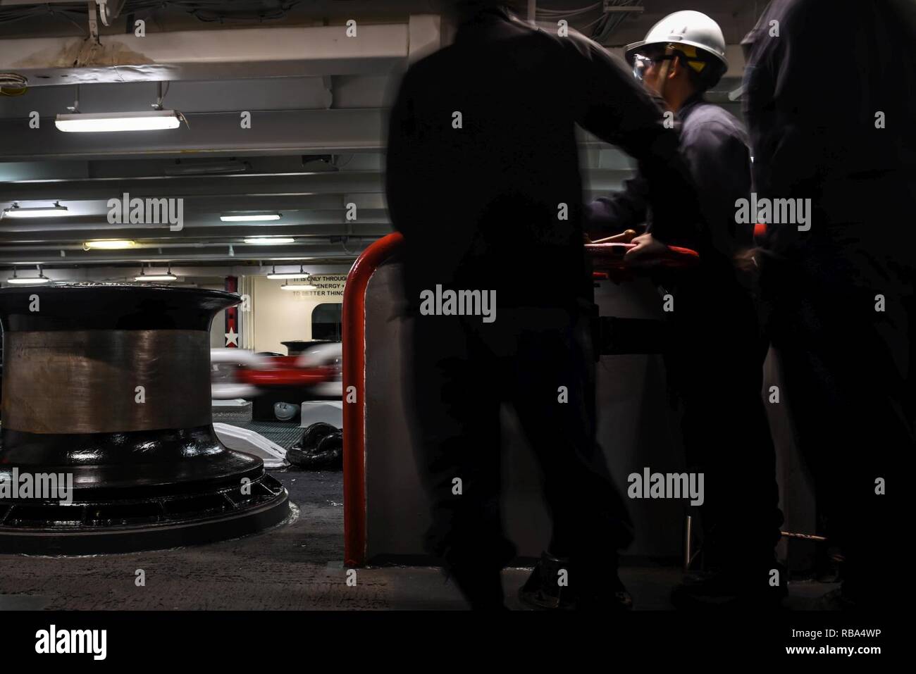 PACIFIC OCEAN (Dec. 21, 2016) Sailors apply anchor brakes during an ...