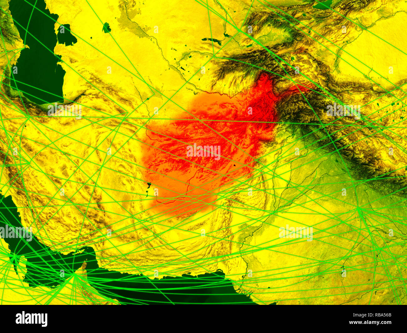 Afghanistan on digital map with networks. Concept of international ...