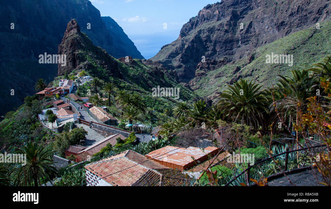 A scenic photo of the beautiful and secluded Masca village in Tenerife ...